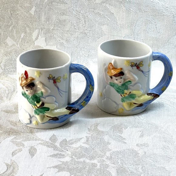 Dining | Peter Pan Vintage Child Ceramic Mugs Tinkerbell 3d Cup Fairy ...